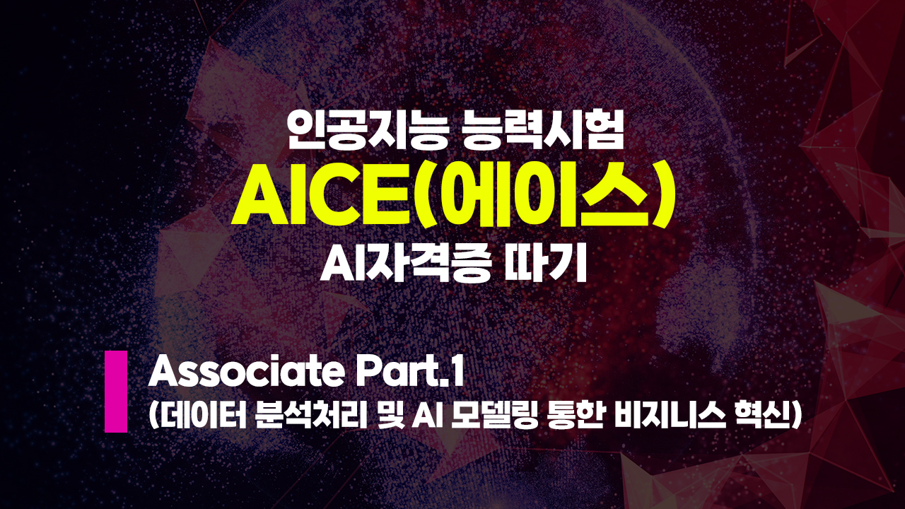 인공지능 능력시험 AI자격증 AICE(에이스) 따기 - Associate (데이터 분석처리 및 AI 모델링 통한 비지니스 혁신) Part.1 - 아이티고